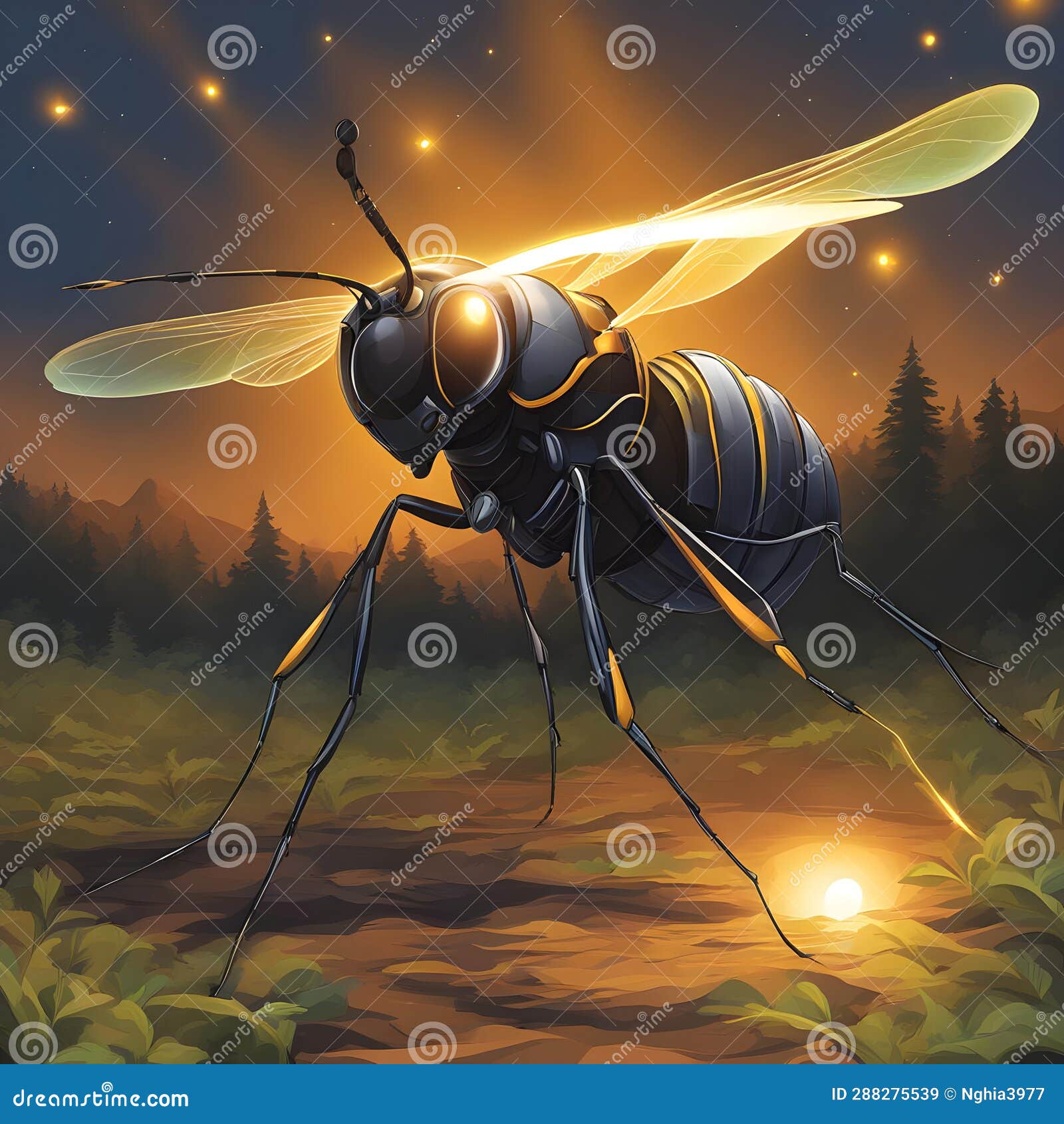 A Firefly that Emits Bursts of Light Stock Illustration - Illustration ...