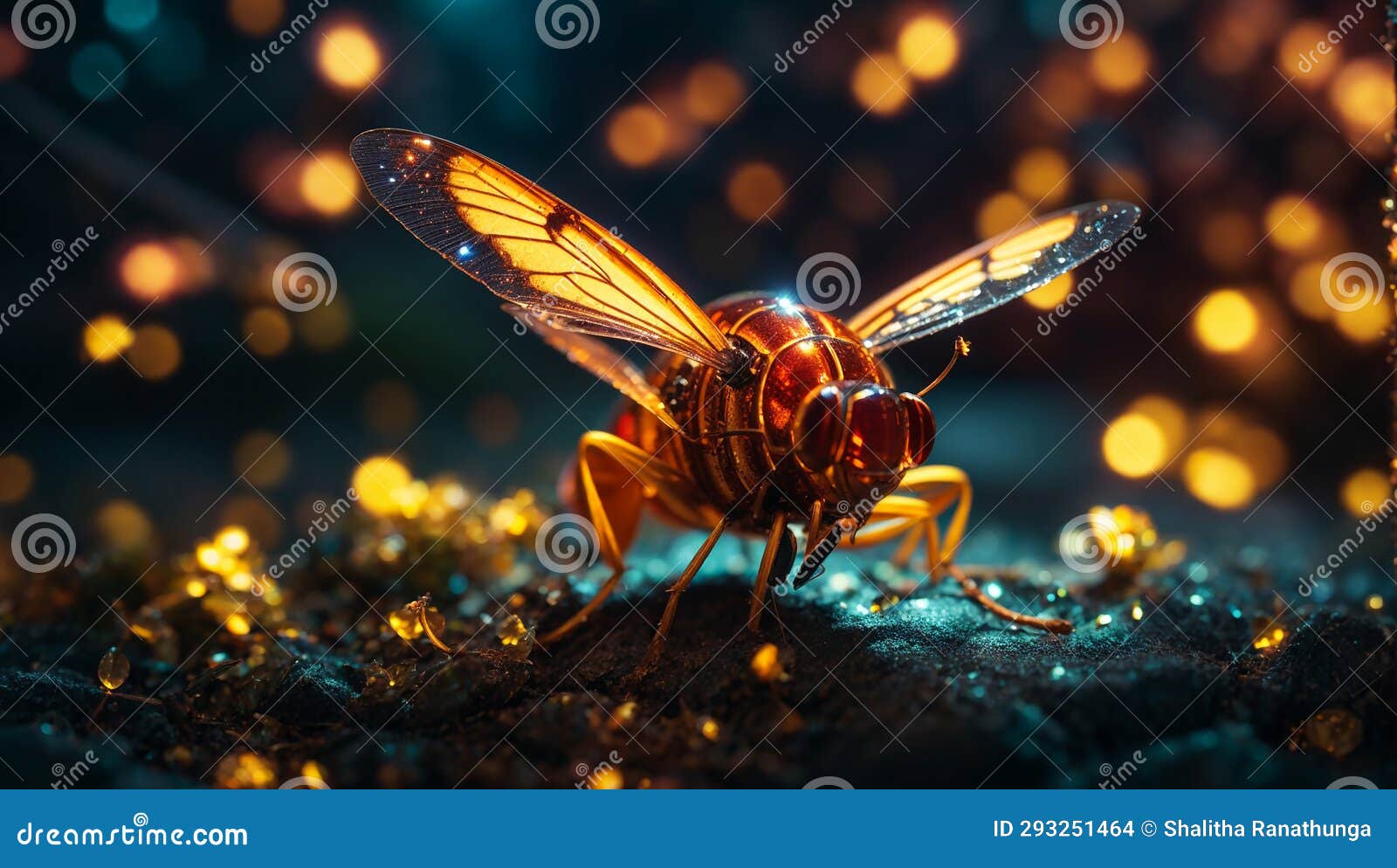 Firefly in a Night with Surrounding but Fireflys on the Air Stock ...