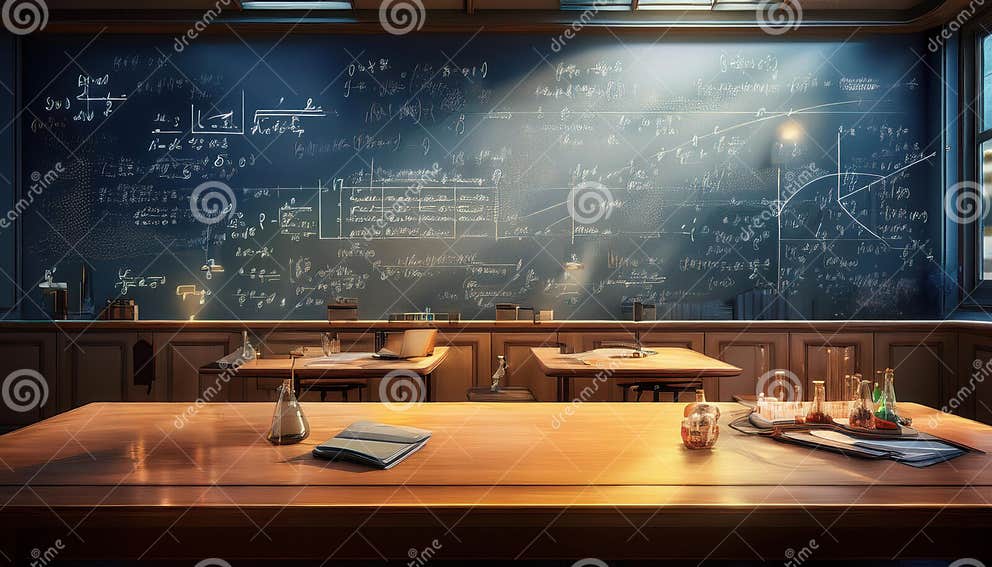 Firefly Physics Equations on Rustic Classroom Tables Promoting Engaging ...