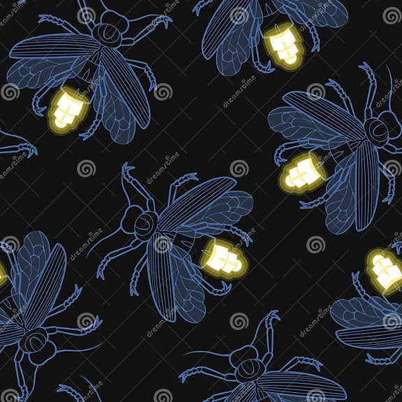 Firefly Seamless Vector Pattern Stock Vector - Illustration of ...