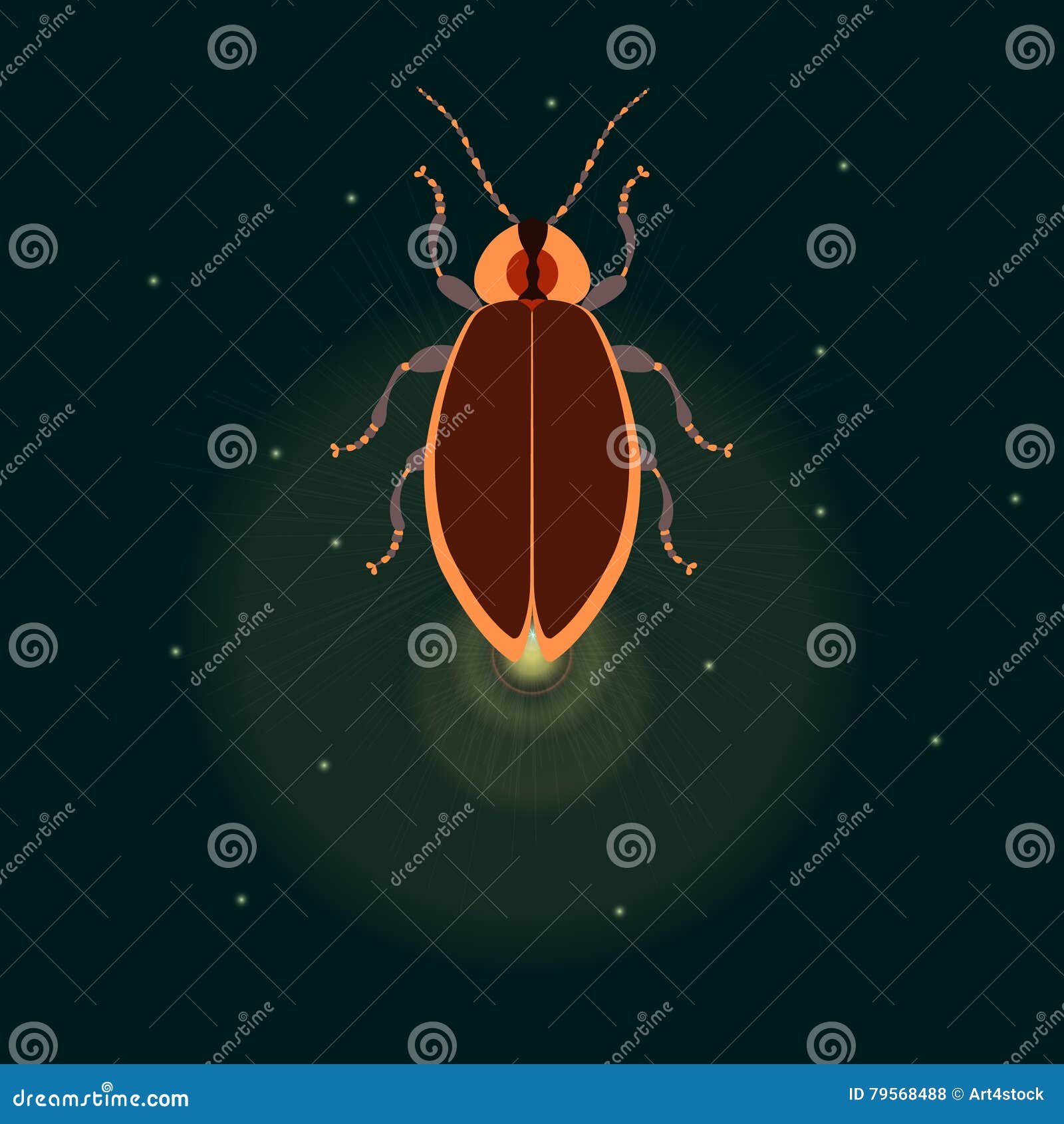Firefly with wings closed stock illustration. Illustration of element ...