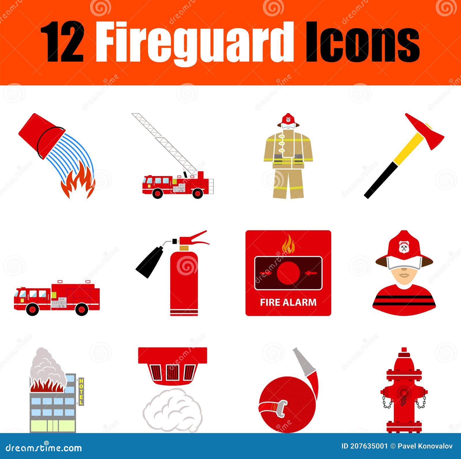 Fireguard Icon Set stock vector. Illustration of design - 207635001