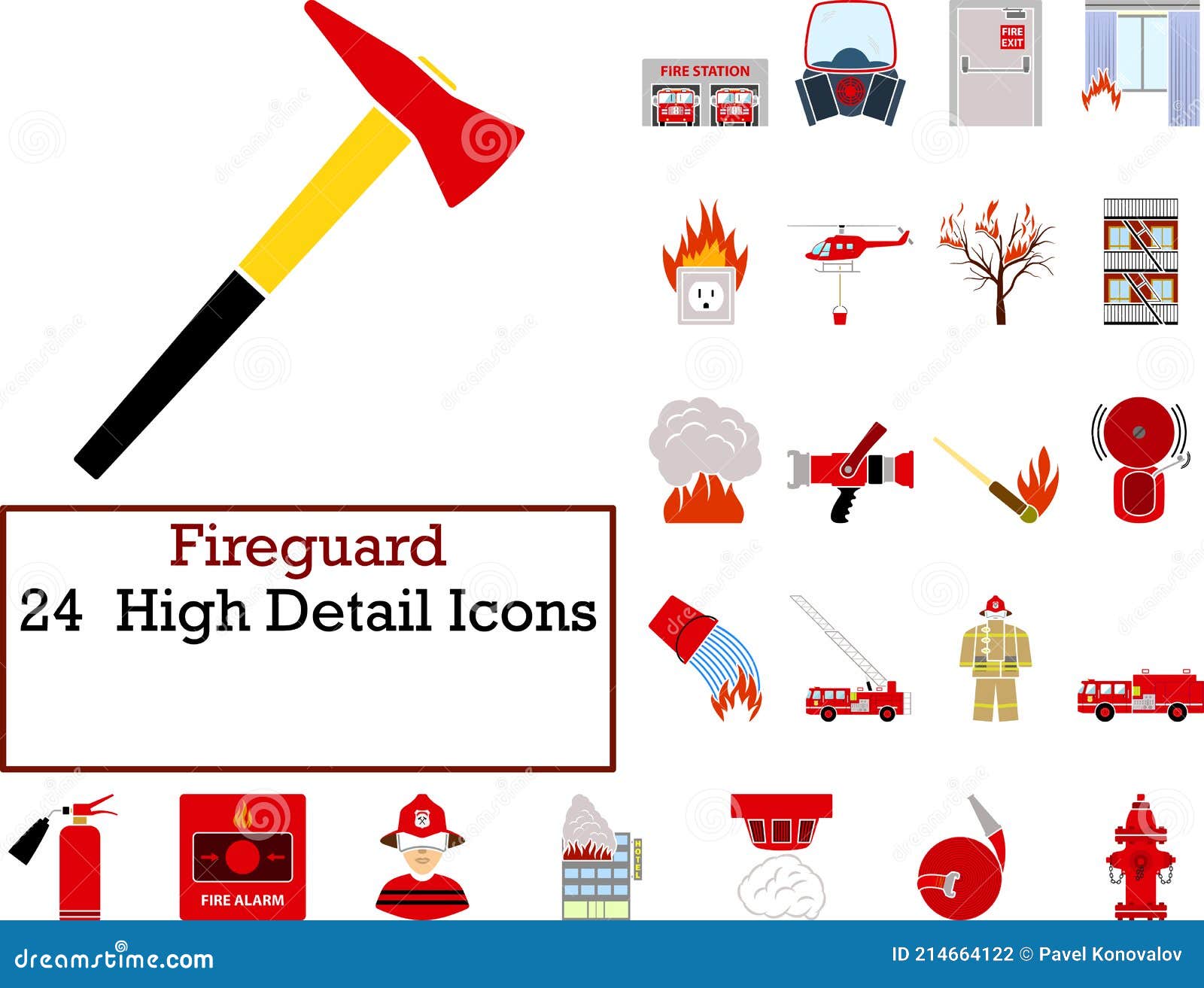 Fireguard Icon Set stock vector. Illustration of flame - 214664122