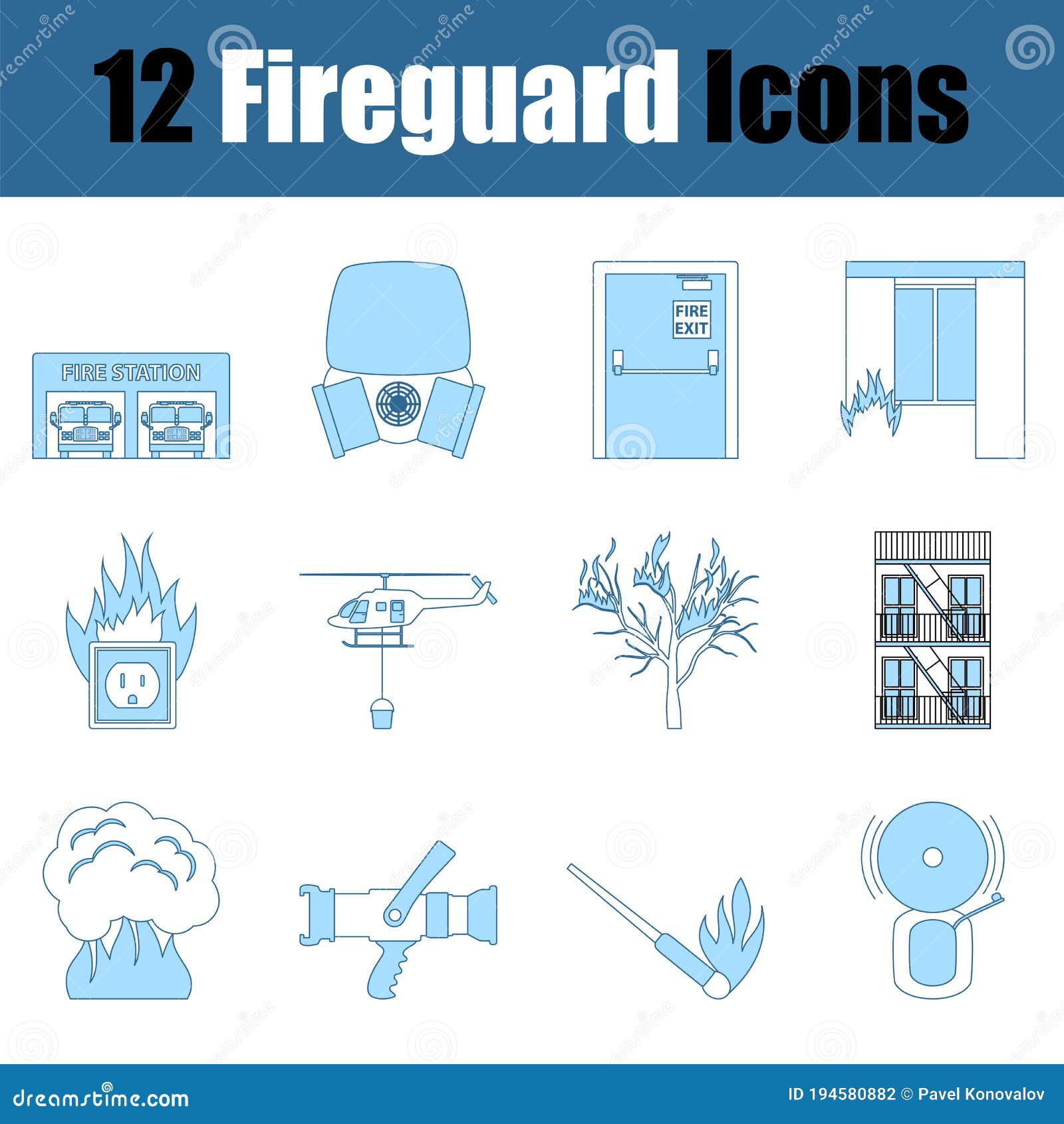 Fireguard Icon Set stock vector. Illustration of flame - 194580882