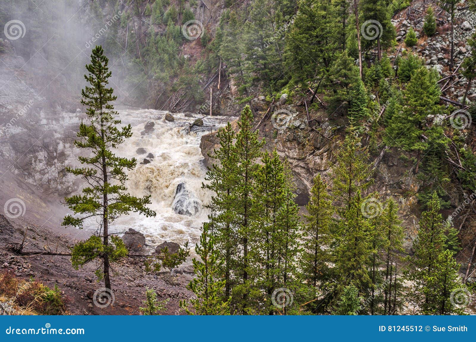 Firehole Falls in Yellowstone National Park Stock Photo - Image of ...