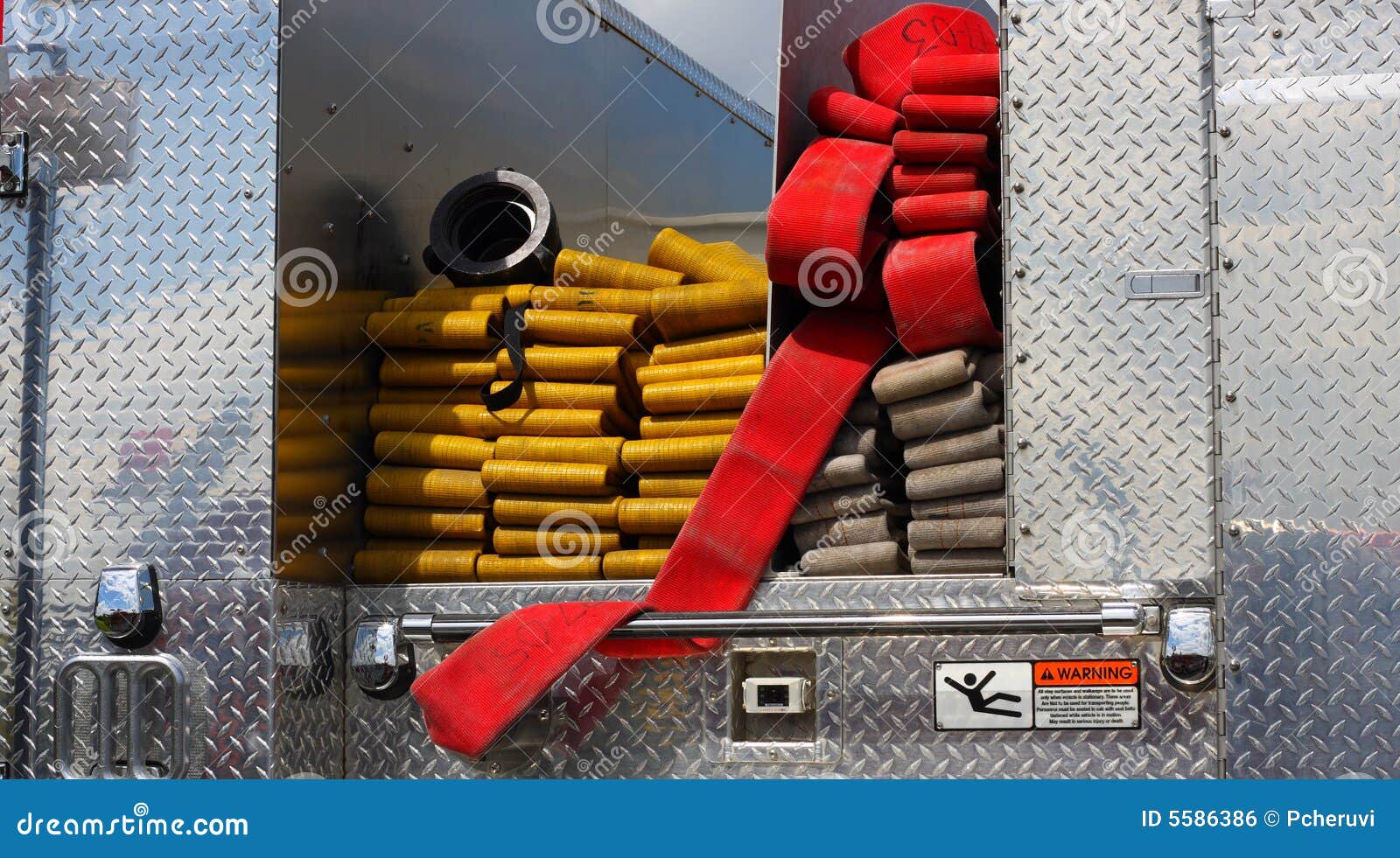 Firehoses from back stock photo. Image of hose, fire, warning - 5586386