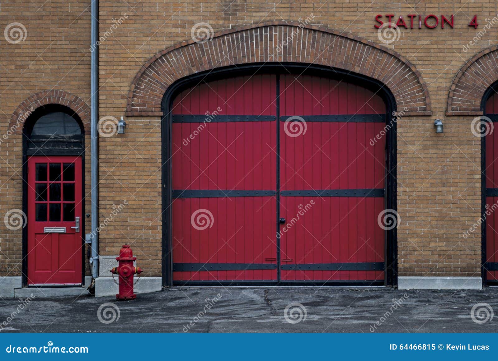 Firehouse Station Four stock image. Image of door, sidewalk - 64466815