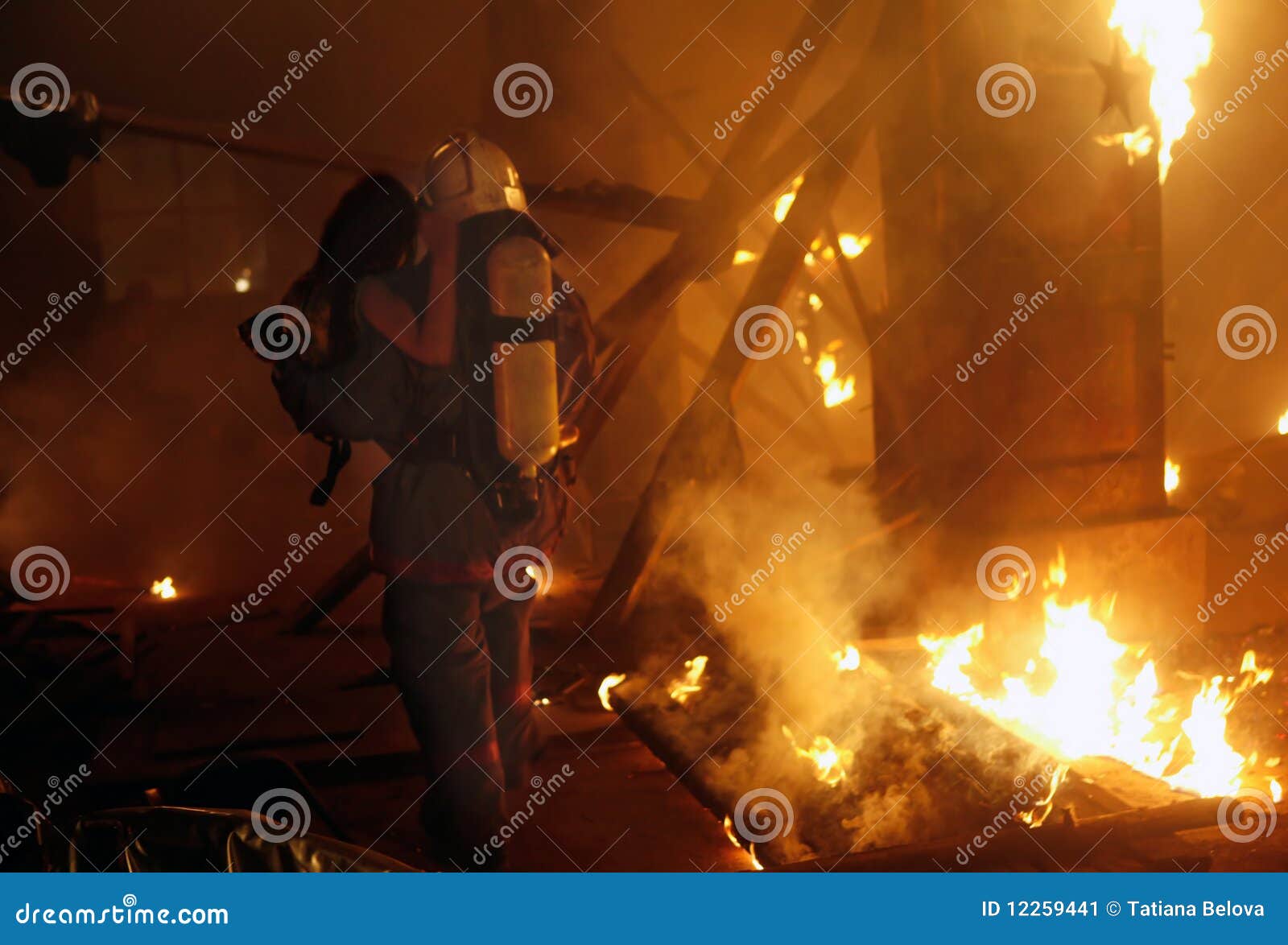 Fireman with Accident Victim Stock Image - Image of helping, mask: 12259441