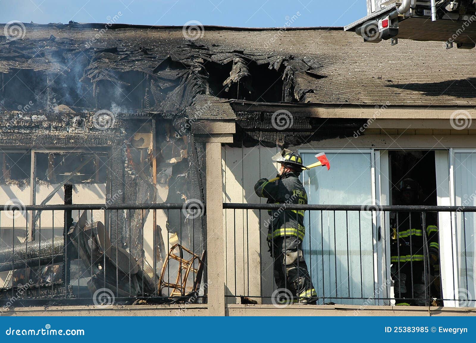 Fireman with Axe at Apartment Fire Editorial Image - Image of ...