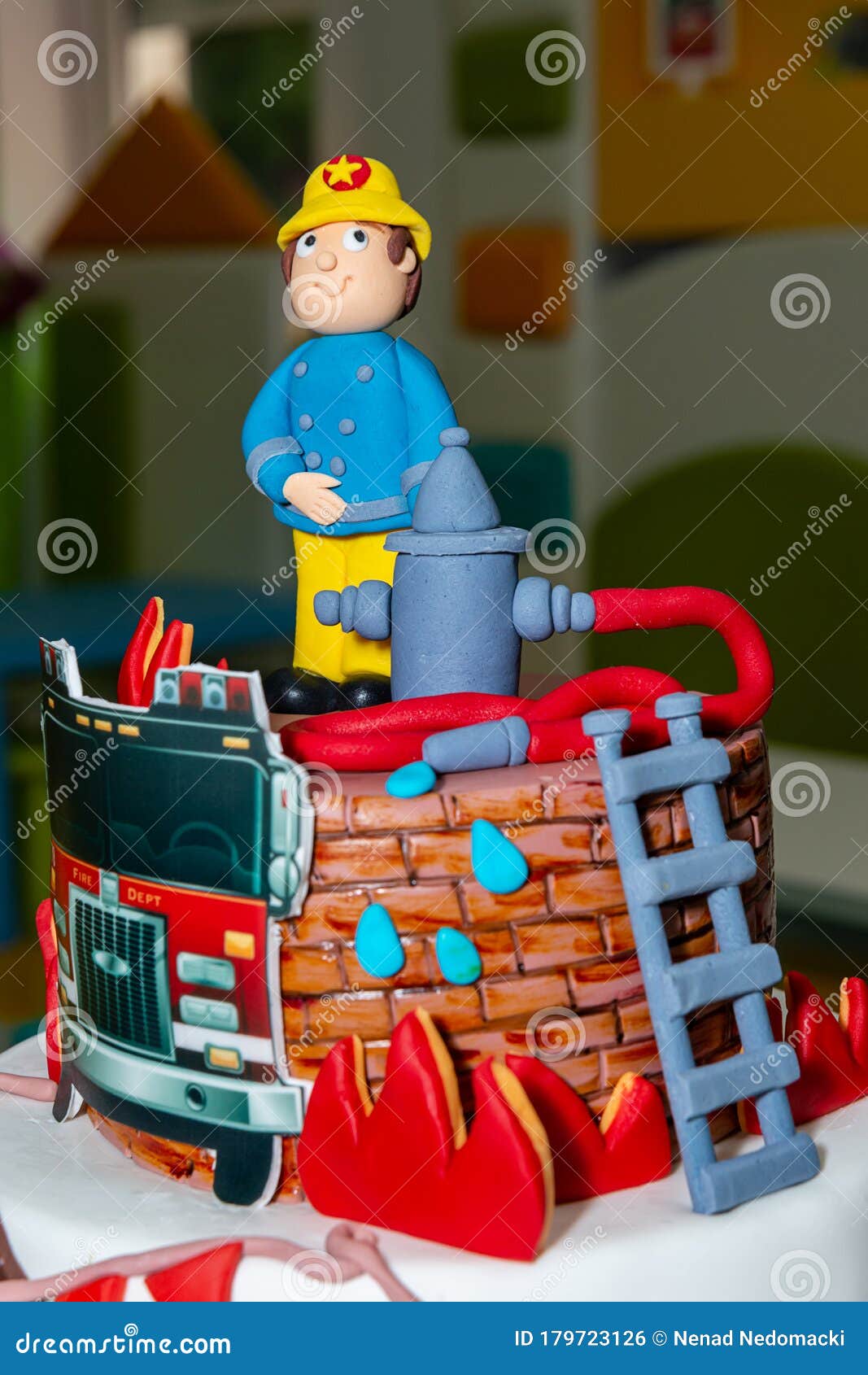Fireman Birthday Cake Close Up Stock Photo - Image of decoration ...