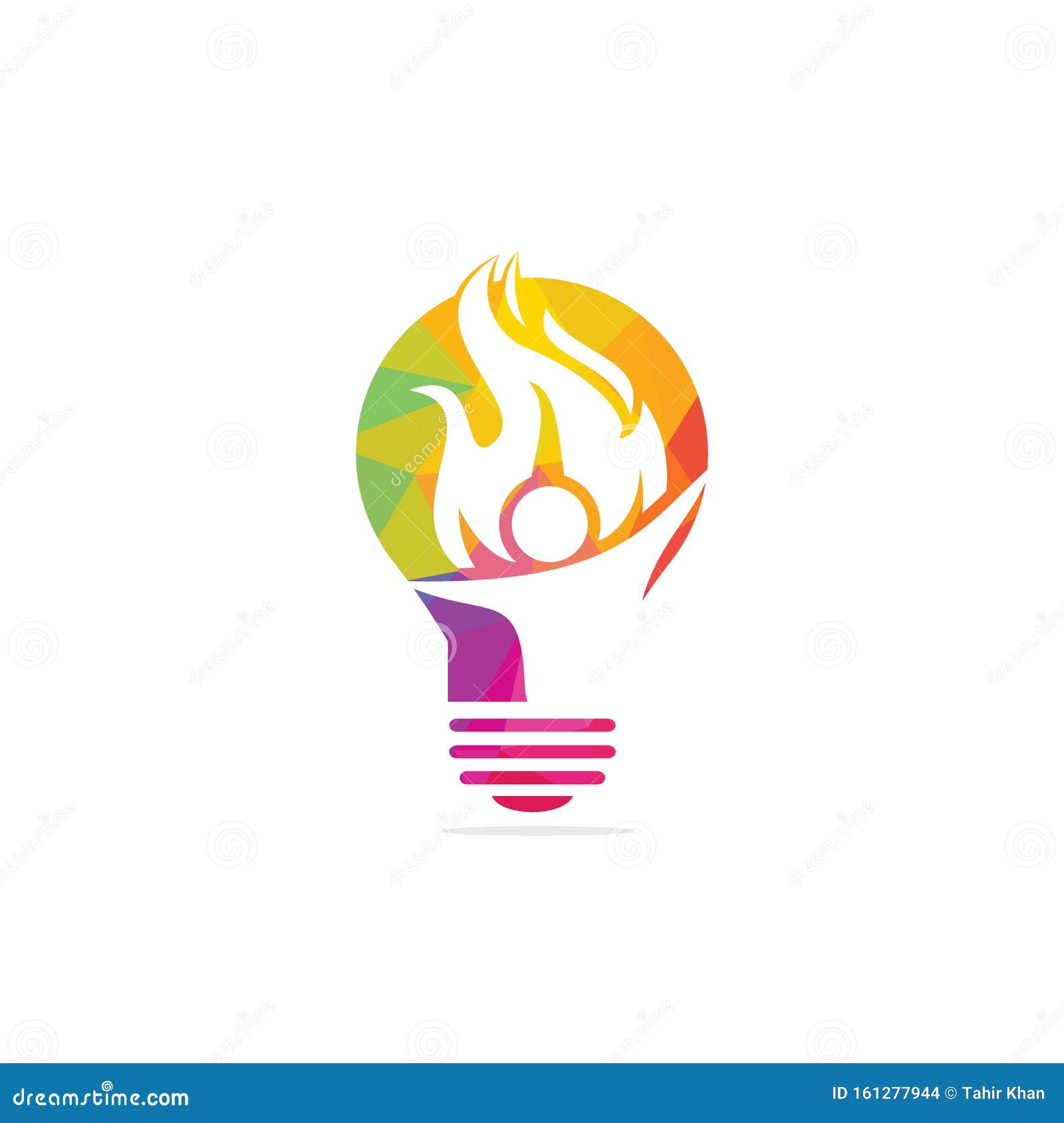 Fireman and Bulb Logo Design. Red Flame Character Logotype. Stock ...