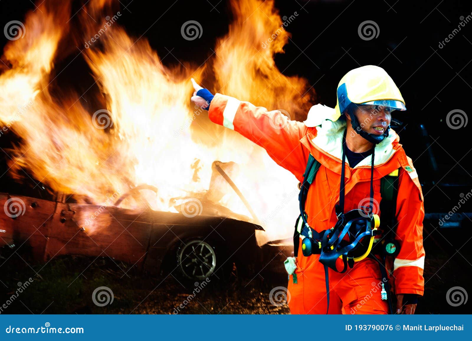 The Fireman in Charge Directed the Workforce To Put Out the Burning ...
