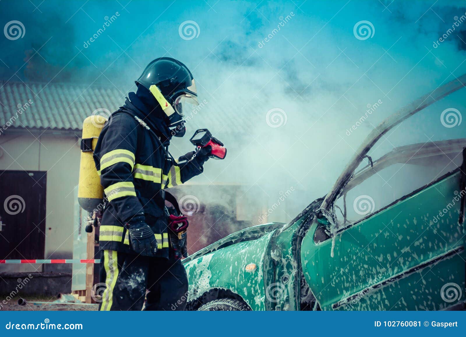 Fireman Checking Hot Spot with Thermal Camera Stock Image - Image of ...