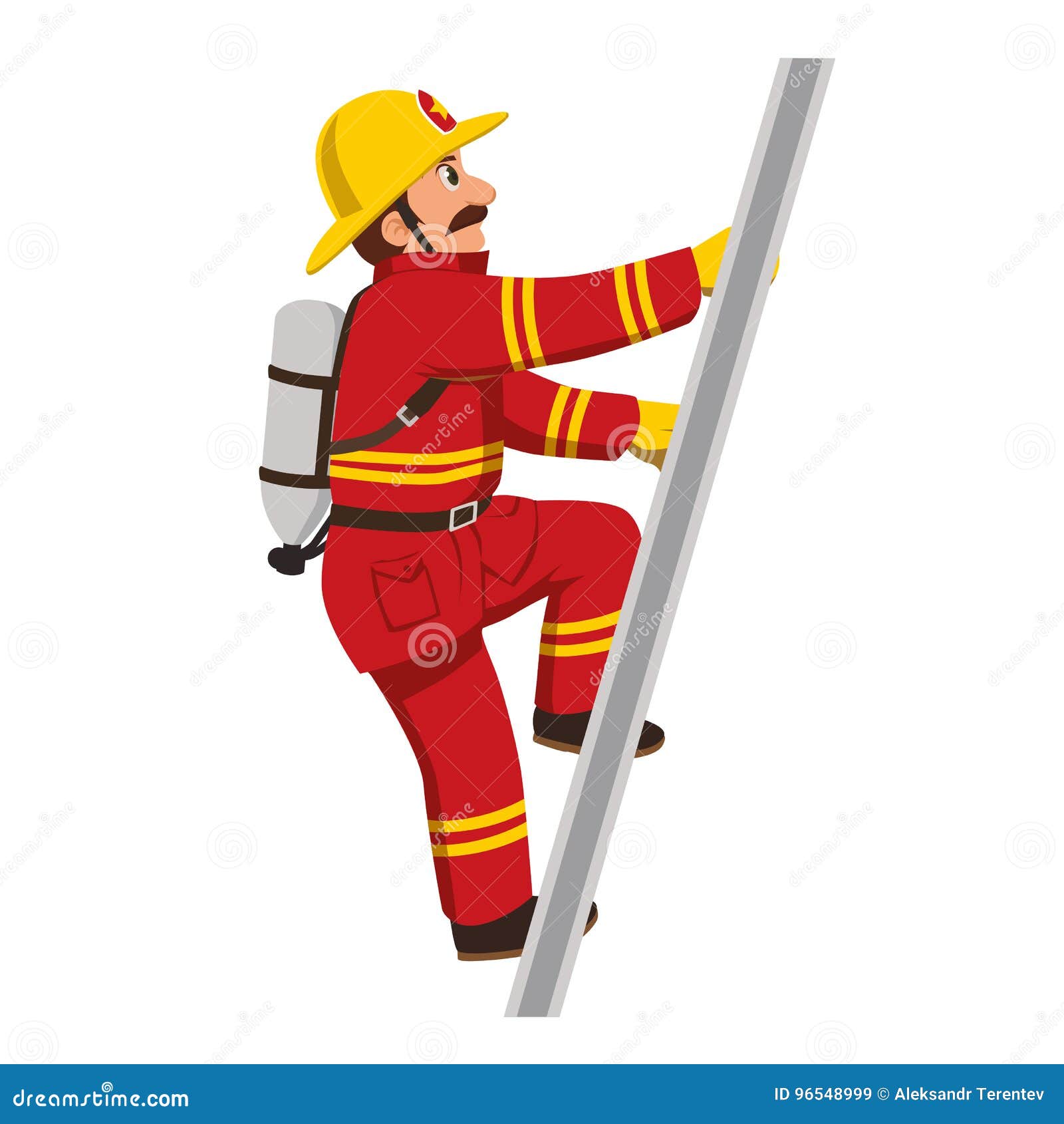 The Fireman Climbing The Stairs. Cartoon Vector | CartoonDealer.com ...