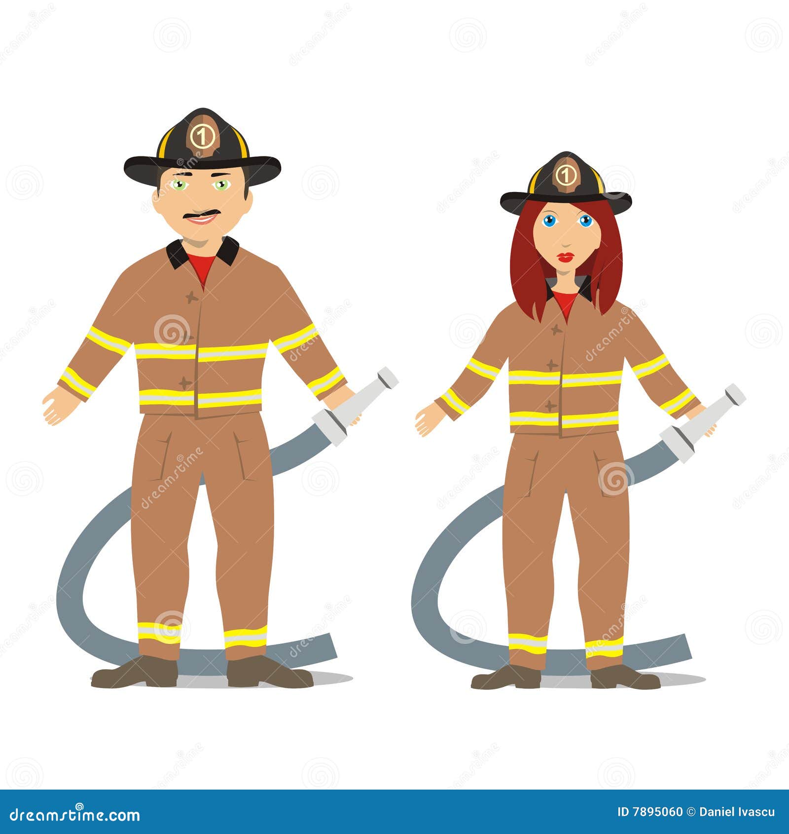 Fireman Couple stock vector. Illustration of couple, woman - 7895060