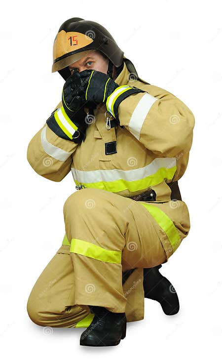 Fireman covers his face stock photo. Image of male, clasp - 27944966