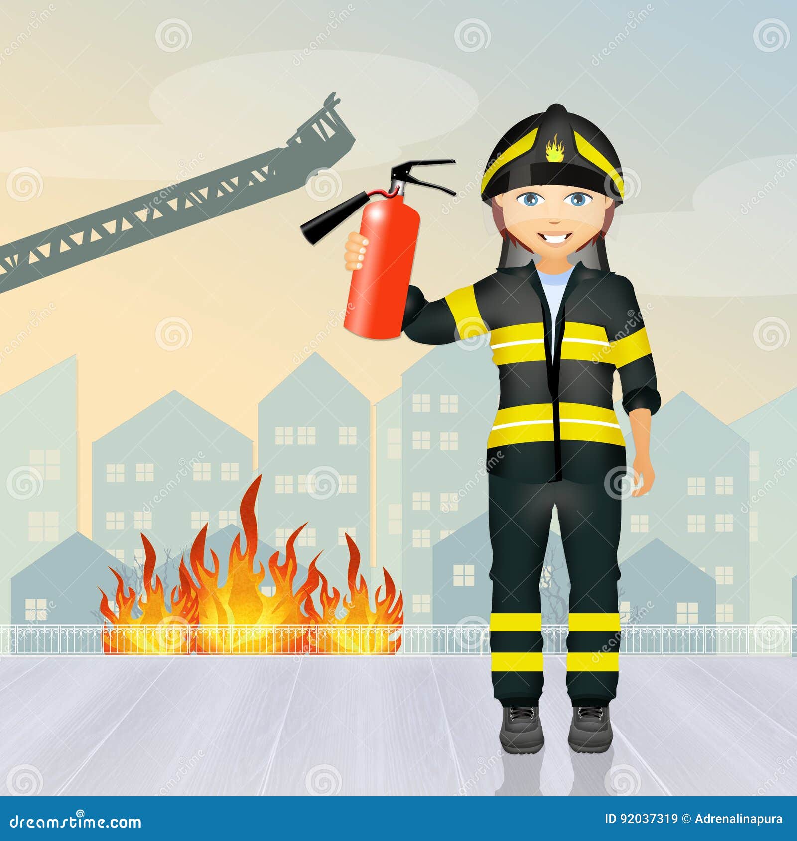 Fireman stock illustration. Illustration of help, helmet - 92037319