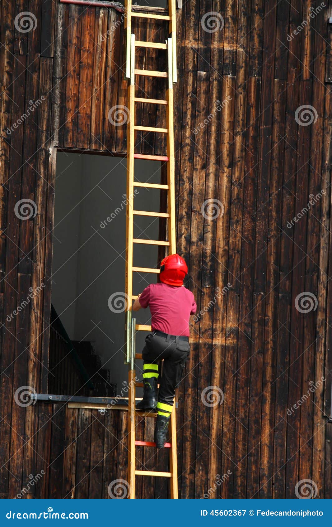 Fireman during a Demonstration of Using the Ladder To Reach the Stock ...