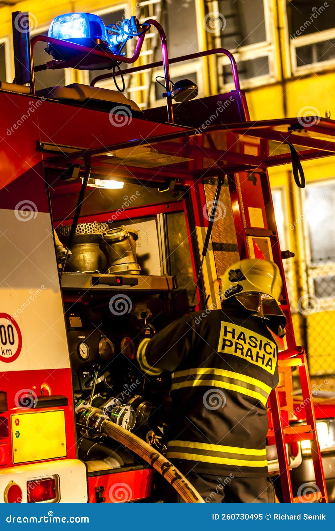 Fireman during Extinguishing of the Fire Stock Image - Image of ...