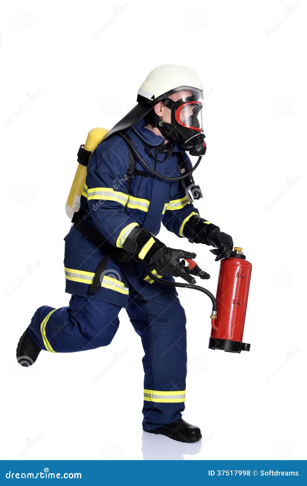 Fireman Extinguishing, Fire Truck And Rescuers Extinguish Forest Fires ...