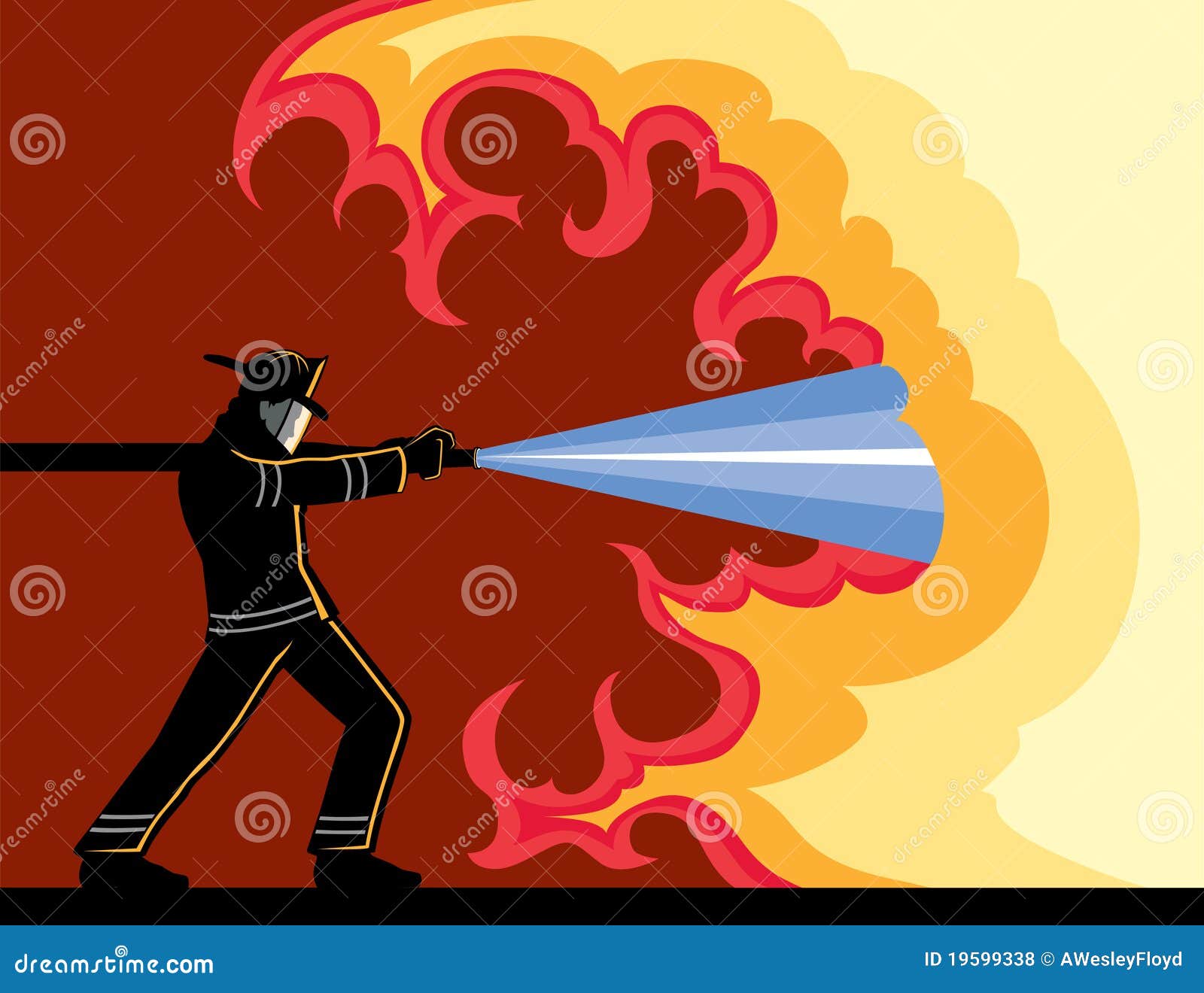 Fireman Fighting Fire Using Fire Axe, Flat Cartoon Vector Illustration ...