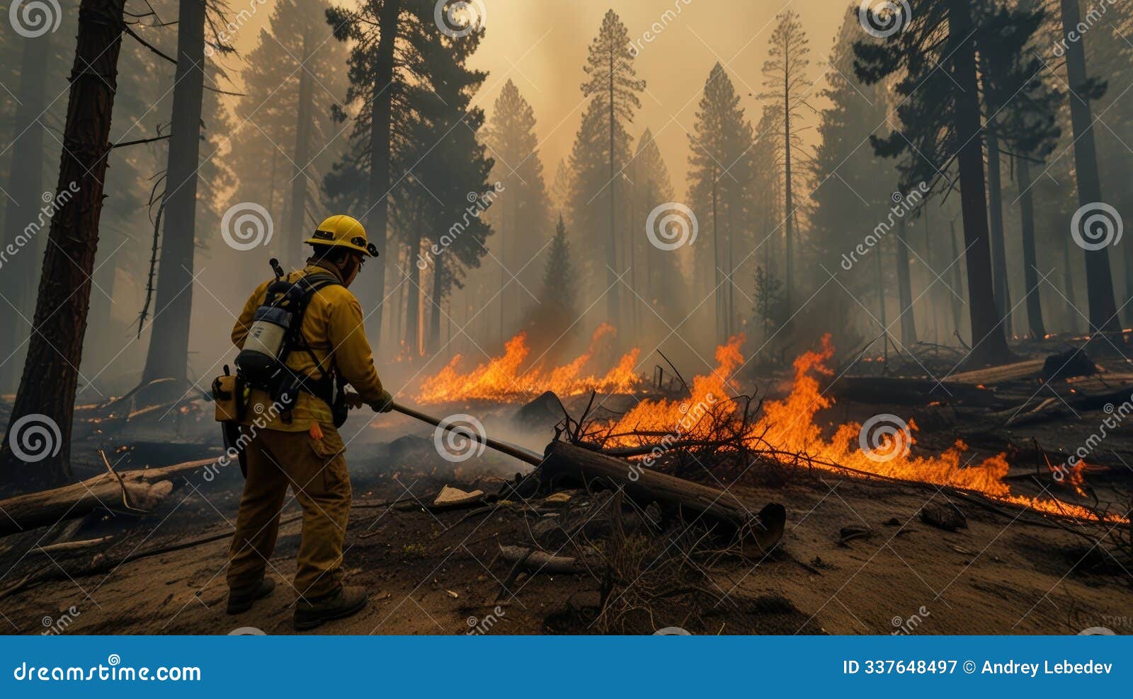 Fireman Fighting Against Fire Royalty-Free Stock Photography ...