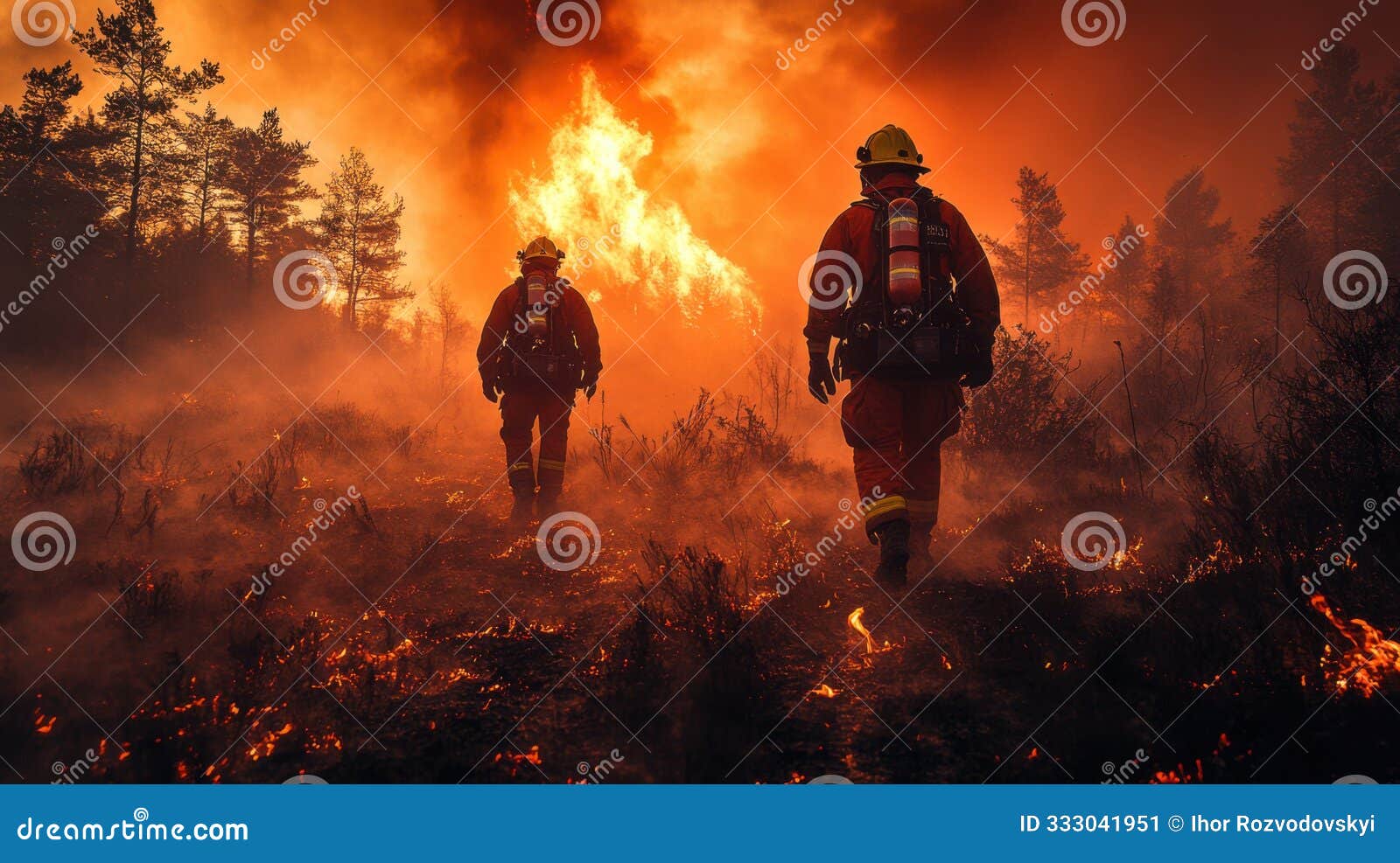 Fireman Fighting a Great Fire. Stock Image - Image of safety, uniform ...