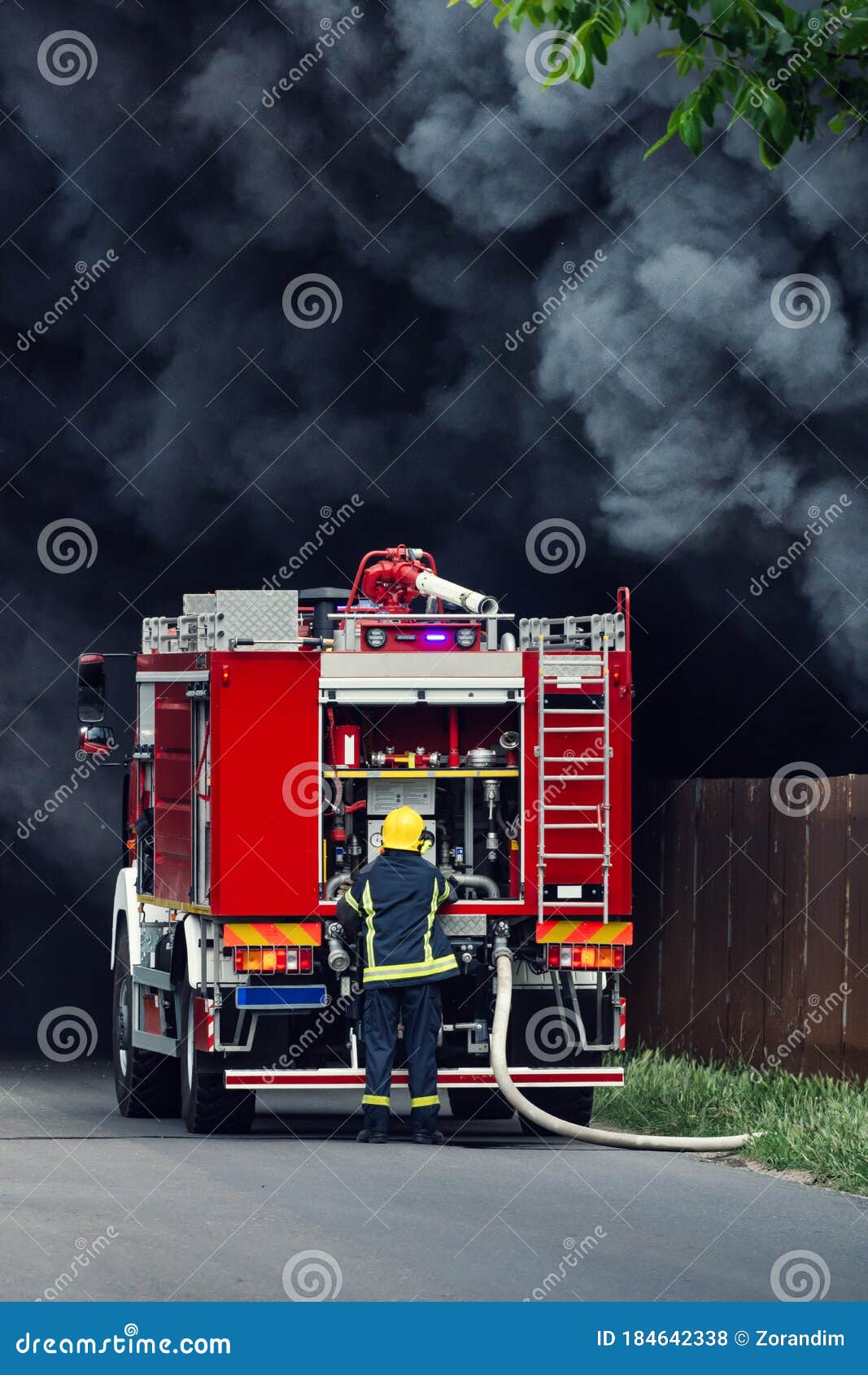 Fireman in Fire Fighting Operation. Stock Photo - Image of danger ...