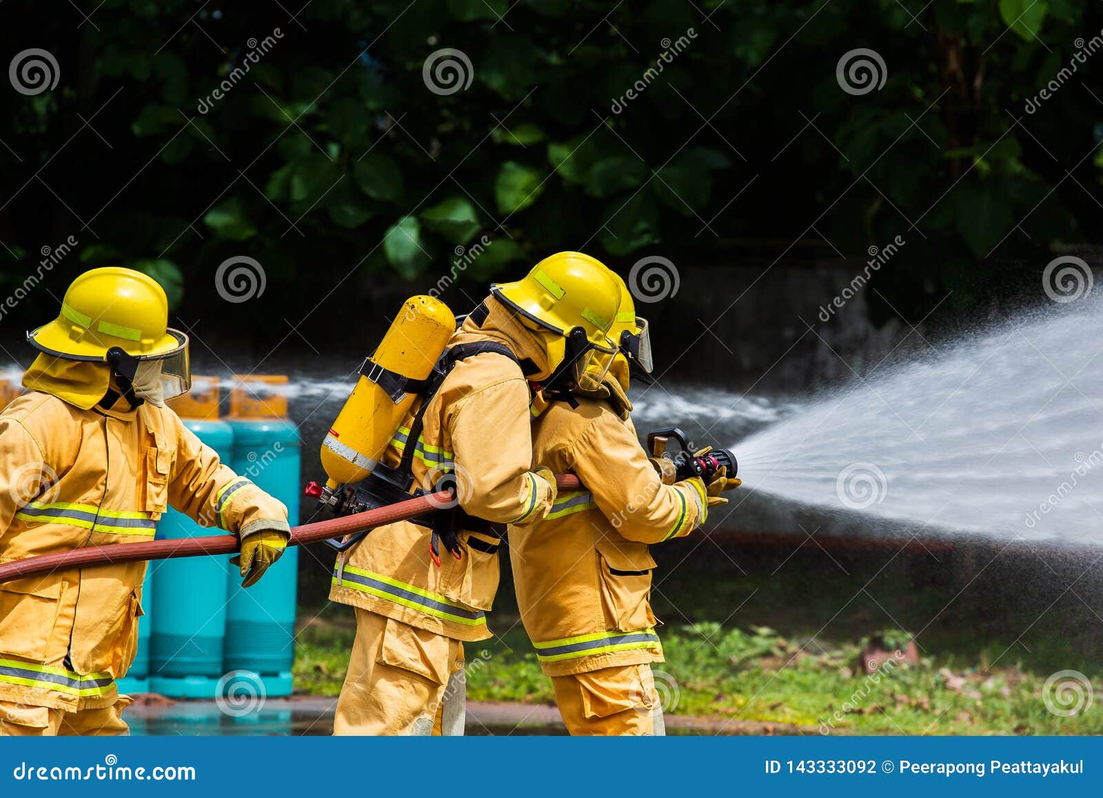 Fireman on the fire stock photo. Image of firefighter - 143333092