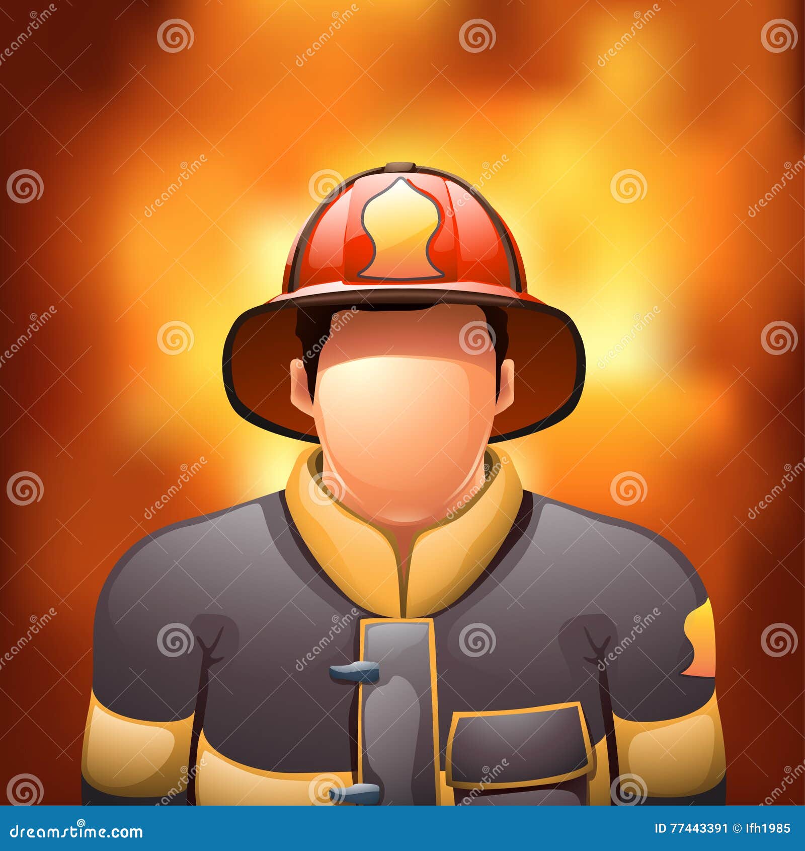 Fireman with fire stock vector. Illustration of disaster - 77443391