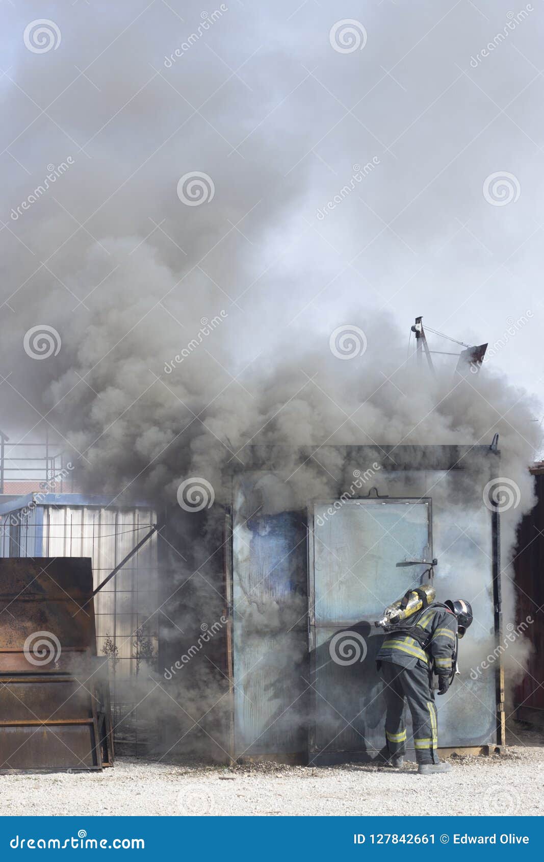 Fireman Fire Training Station Drill Stock Image - Image of rescue ...