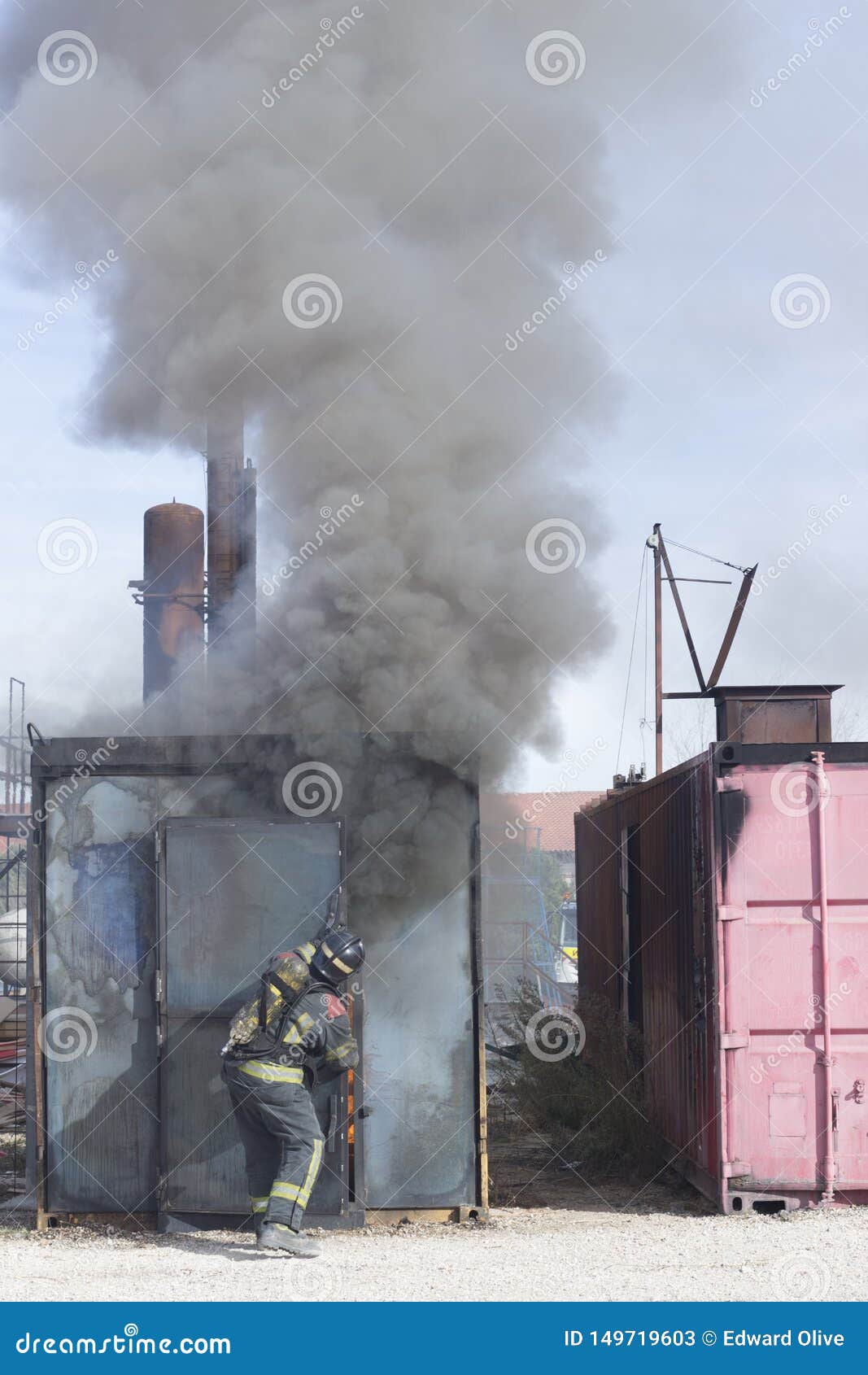 Fireman Fire Training Station Drill Stock Image - Image of pressure ...