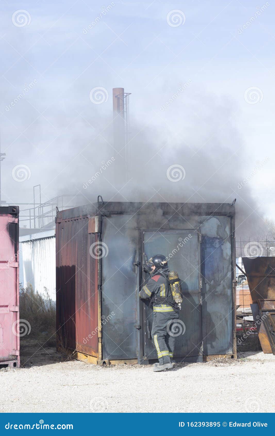Fireman Fire Training Station Drill Editorial Image - Image of smoke ...