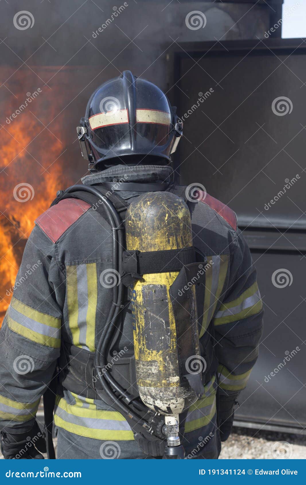Fireman Fire Training Station Drill Stock Photo - Image of firefighting ...
