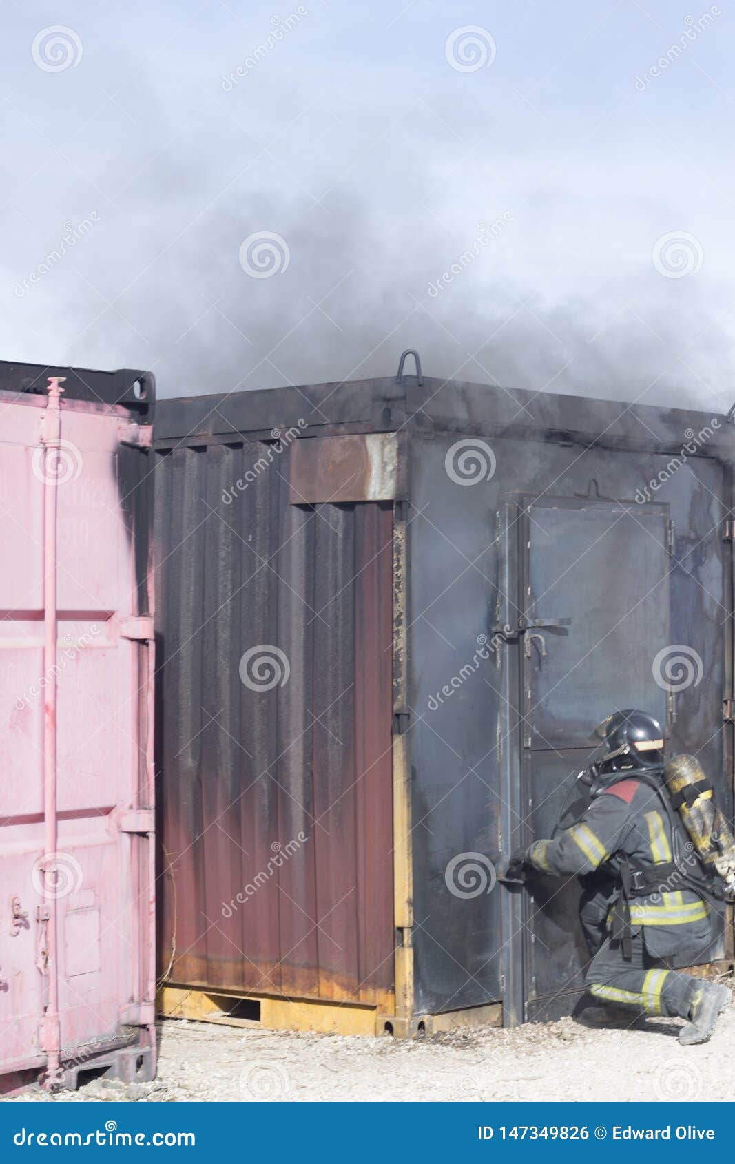 Fireman Fire Training Station Drill Stock Photo - Image of rescue, hero ...