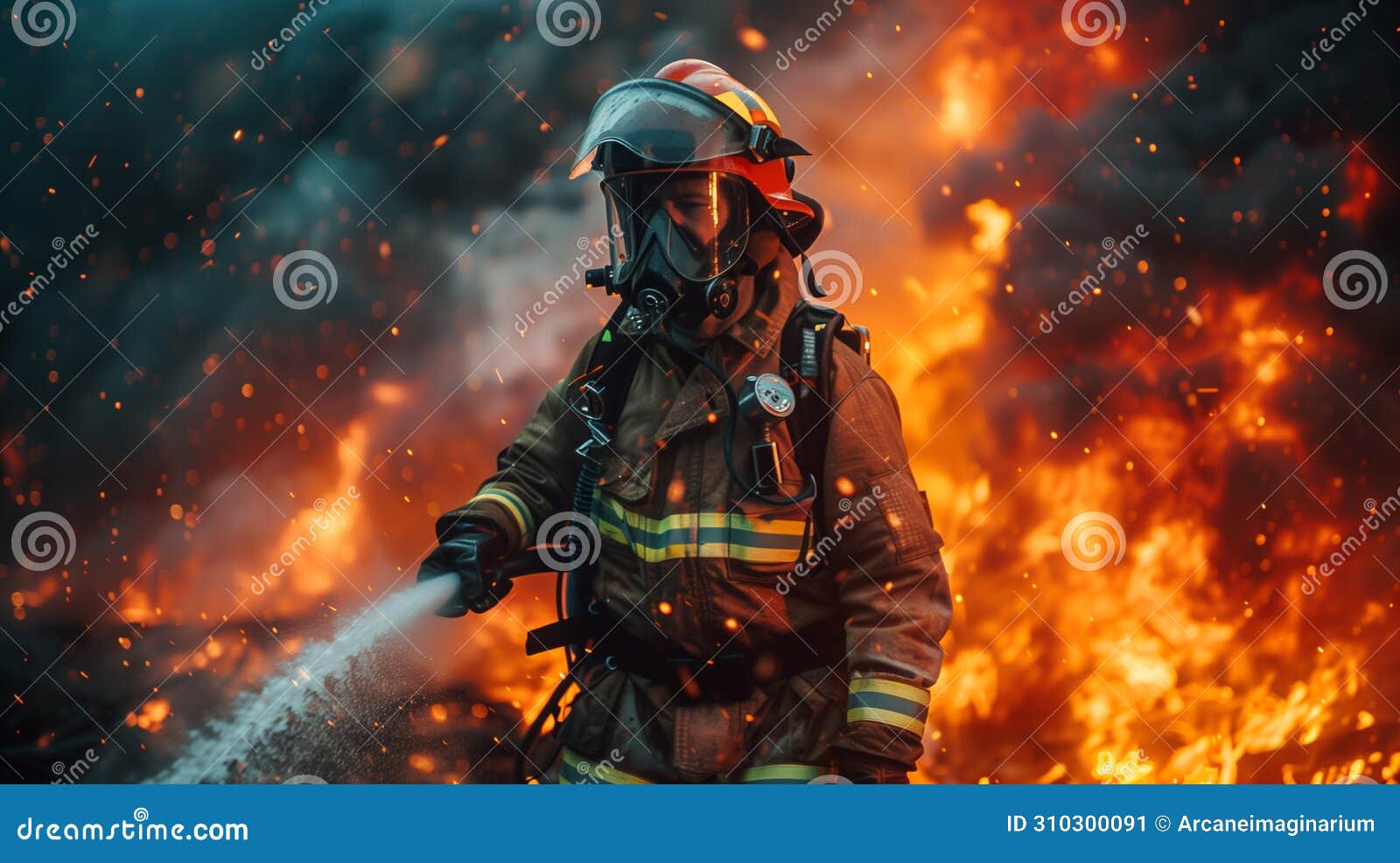 Fireman Firefighter Fire Rescue Hose Concept Stock Illustration ...