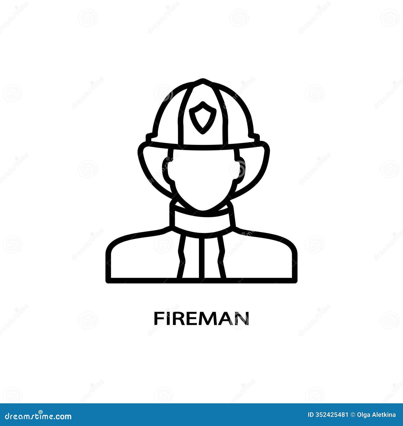 Firefighter Linear Icon. Fireman. Thin Line Illustration. Contour ...