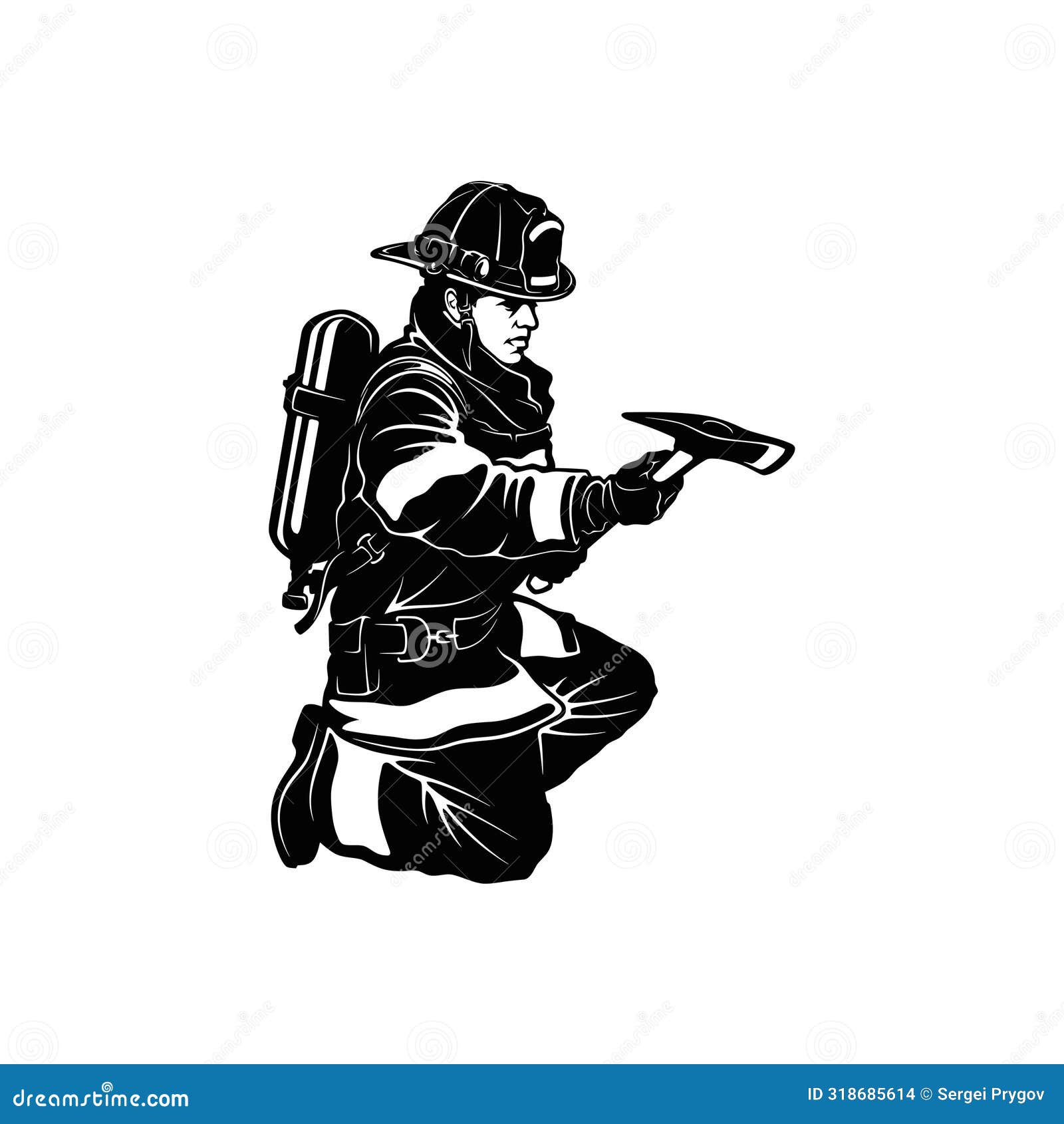Fireman, Firefighter Stencil. Firefighter Black Icon On White ...