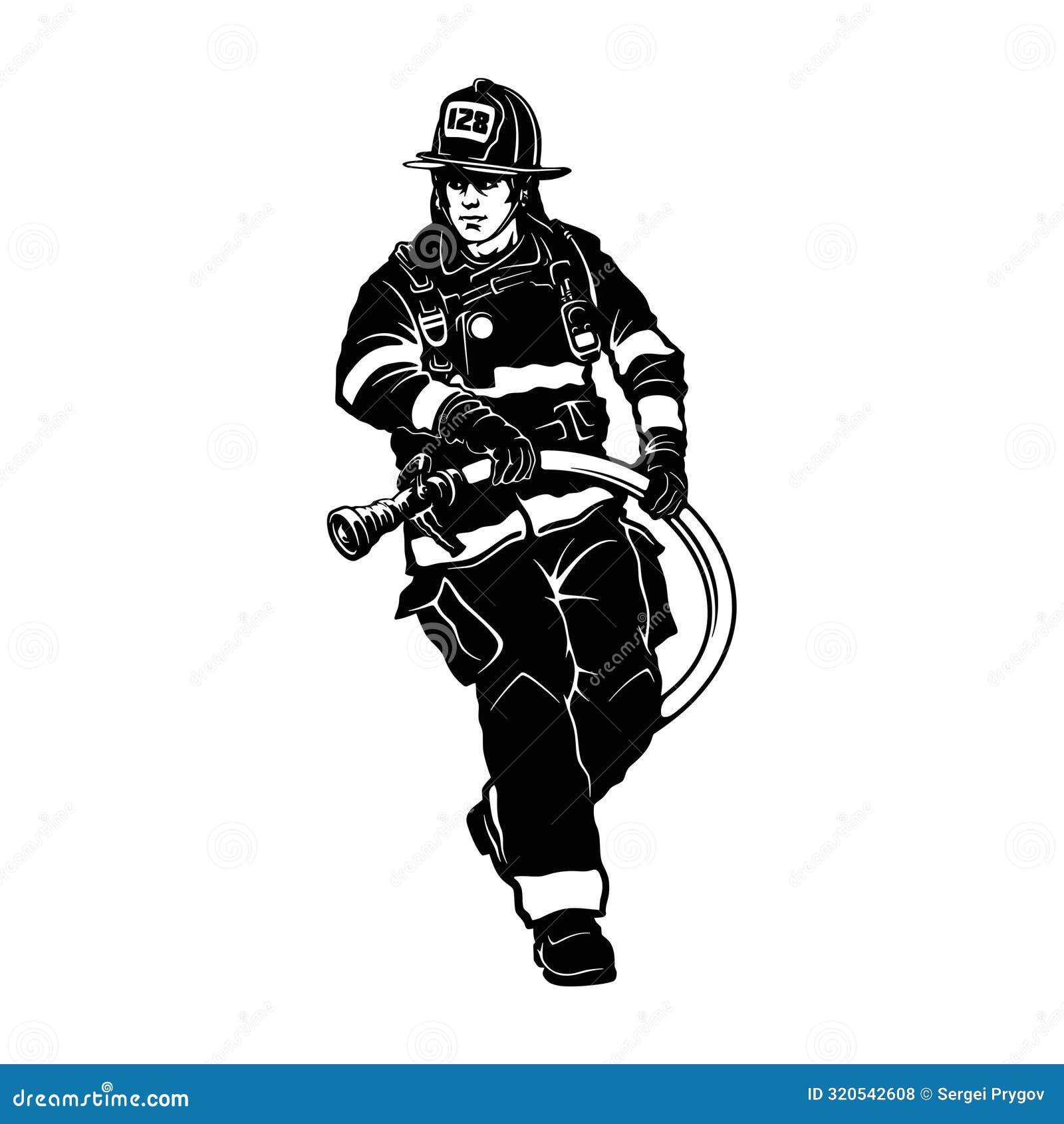 Fireman, Firefighter Stencil. Firefighter Black Icon On White ...