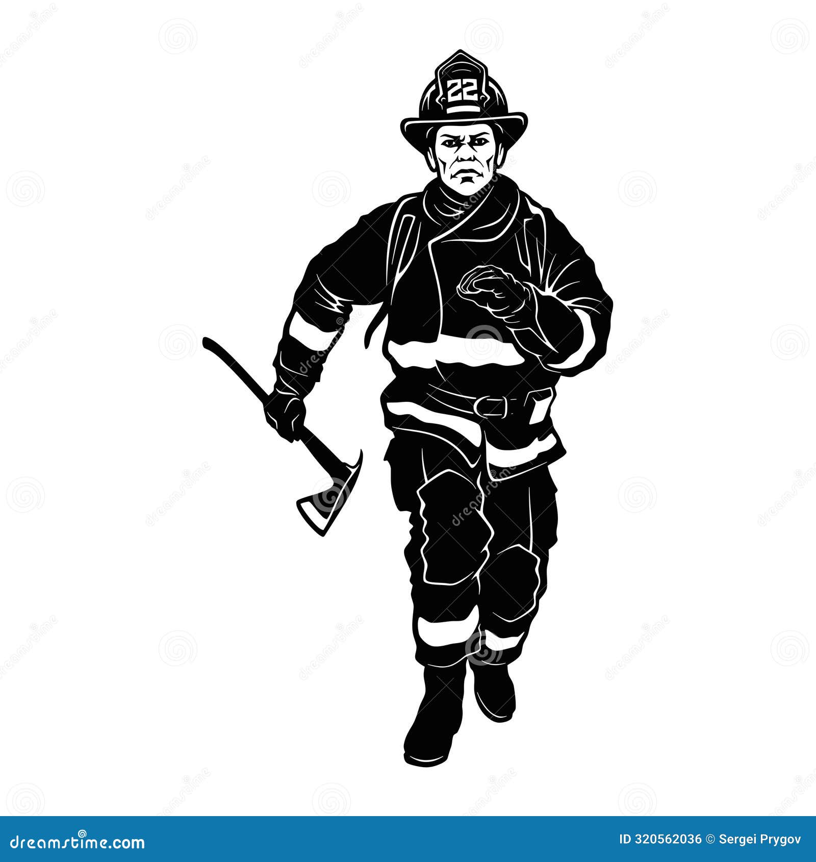 Fireman, Firefighter Stencil. Firefighter Black Icon On White ...