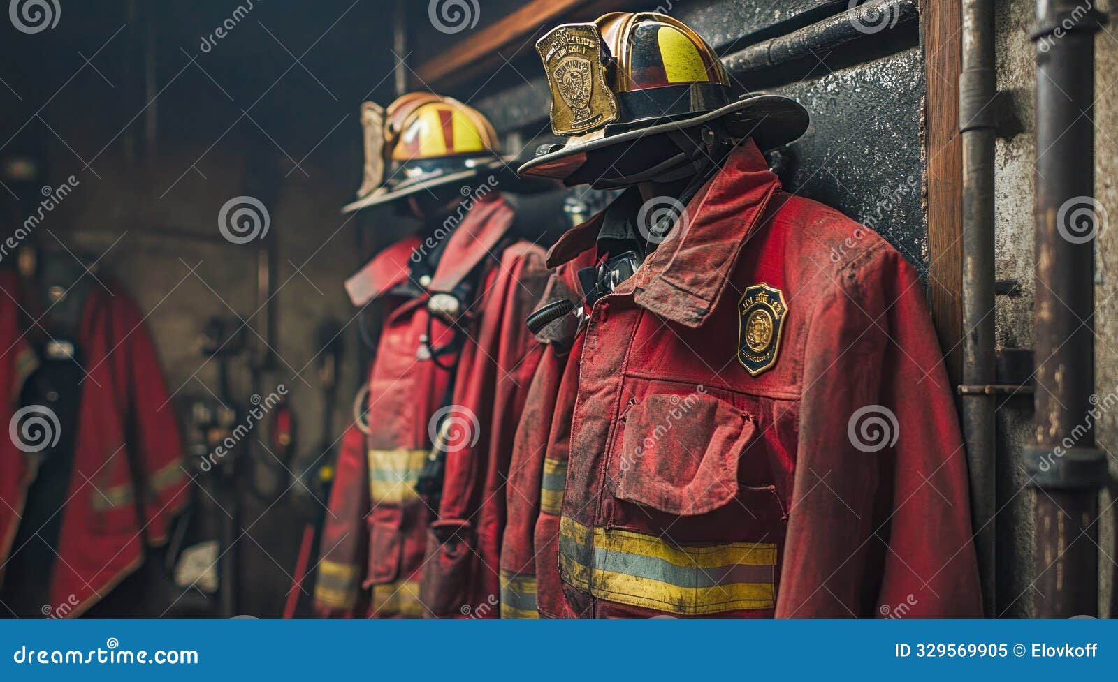 Fireman and First Responders Uniform at the Fire Station Ready To ...