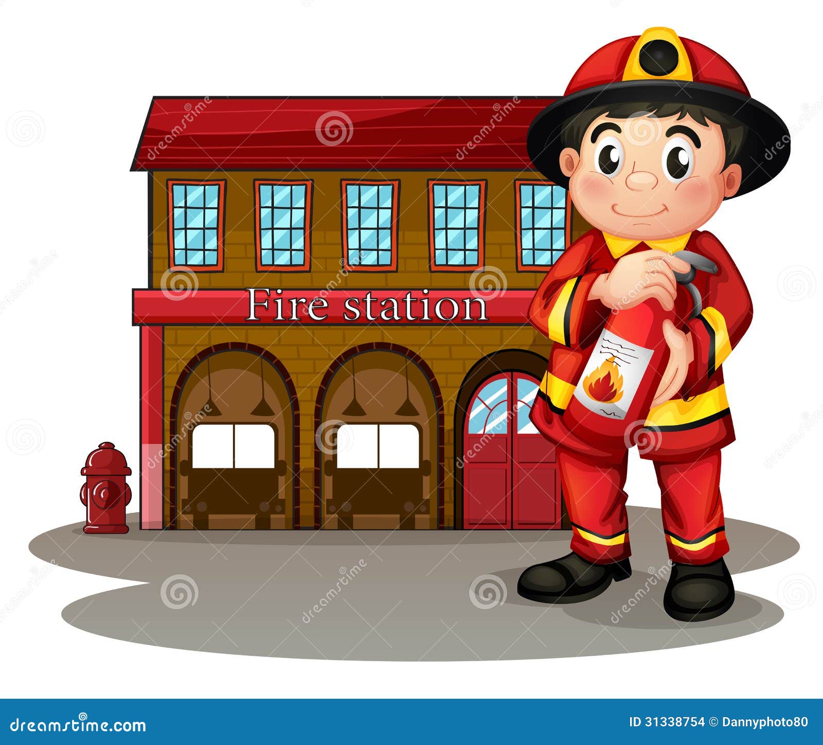 Fire Station Building Exterior Flat Vector Illustration | CartoonDealer ...