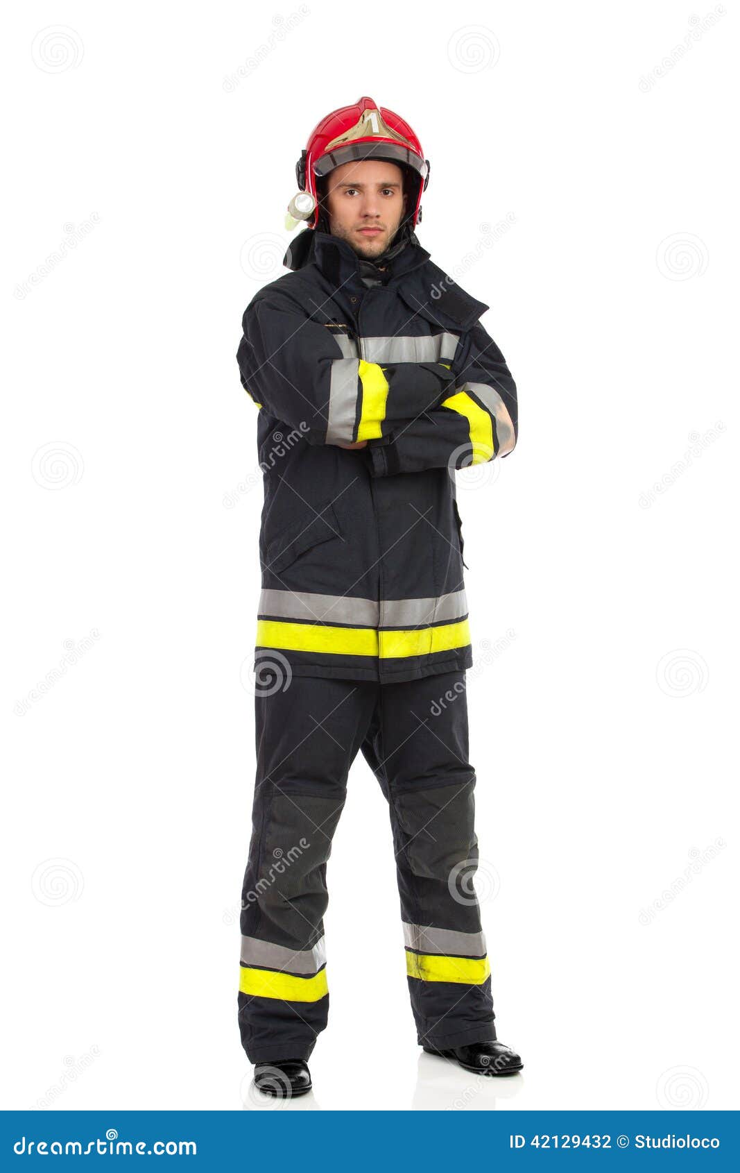 Fireman, full length stock photo. Image of protective - 42129432