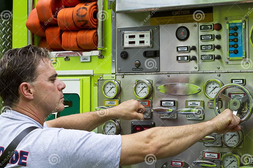 Fireman getting ready stock photo. Image of fire, panel - 14538826