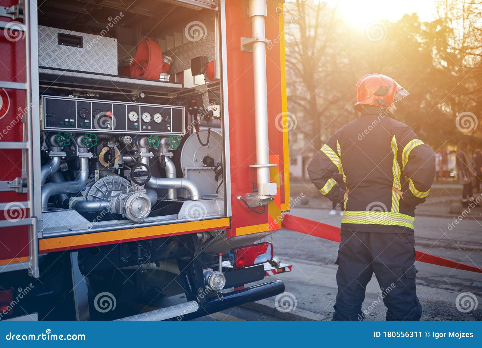 Fireman Hero, Ready To Protect All Humanity from Fire, Firefighter in ...