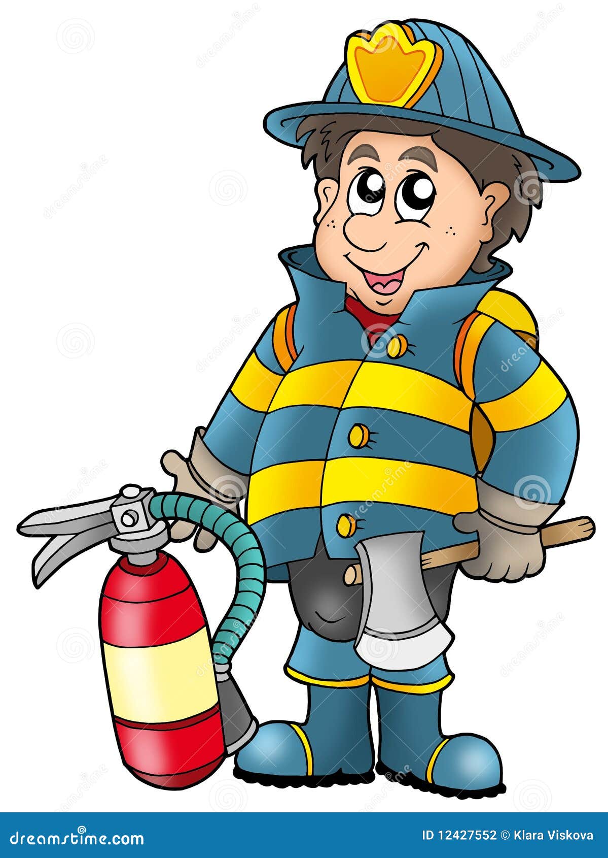 Fireman Holding Axe. Brave Fire Man With Equipment For Fighting With ...