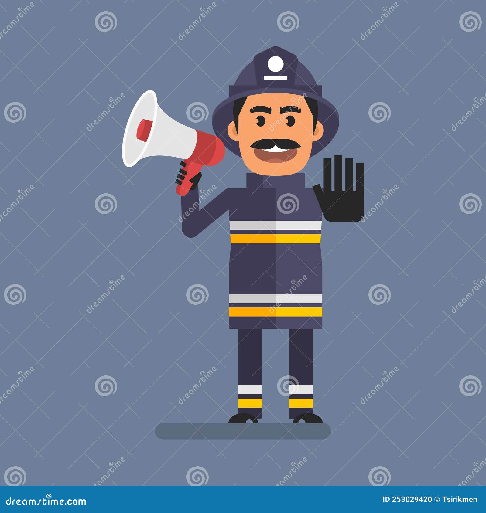 Fireman Holding Megaphone and Showing Stop Sign Stock Vector ...
