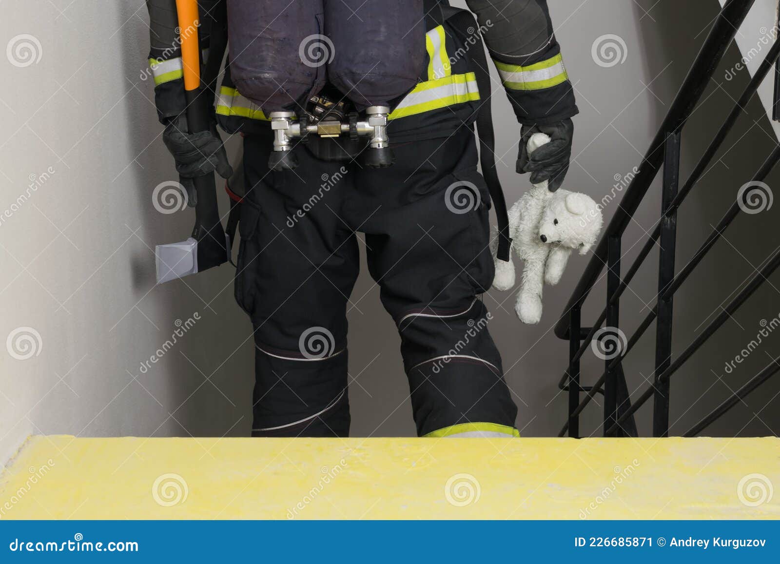 Fireman Holding Big Blank Banner Stock Photo | CartoonDealer.com #38694552