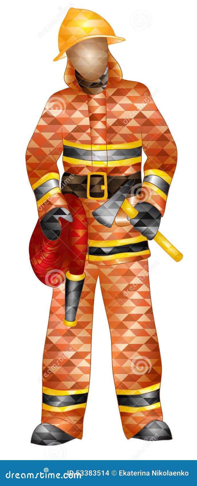 Fireman with Hose and Ax Geometric Pattern Triangle Stock Illustration ...