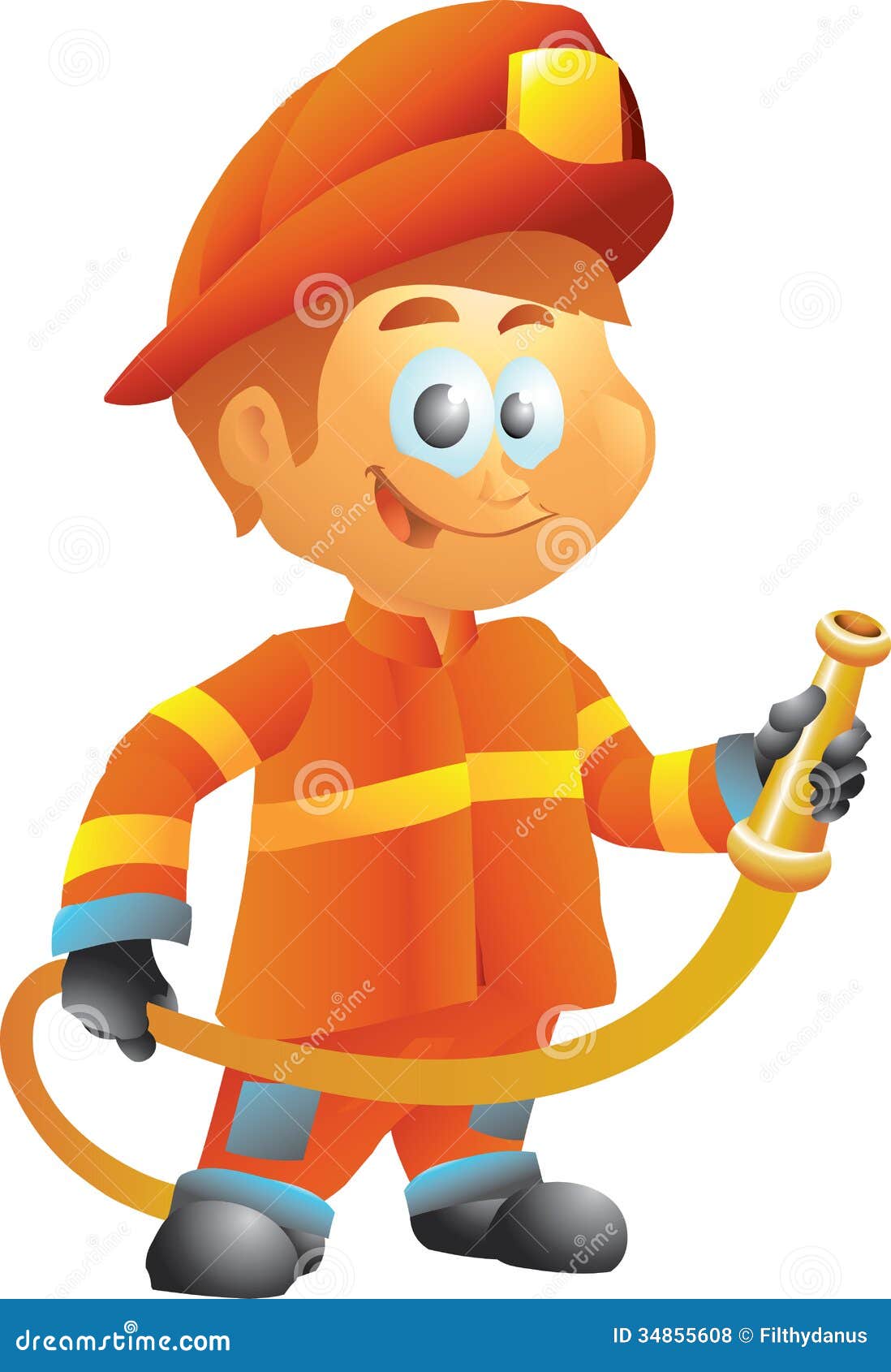 Fireman With Hose Royalty-Free Illustration | CartoonDealer.com #34855608